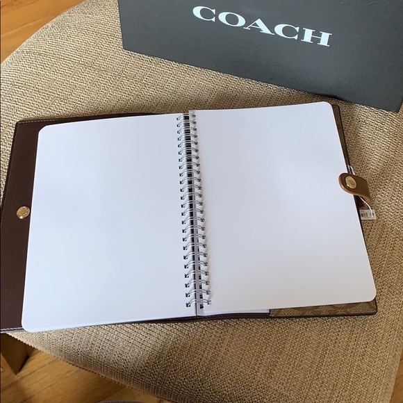 Coach | Other | Coach Signature Peony Print Leather Notebook | Poshmark